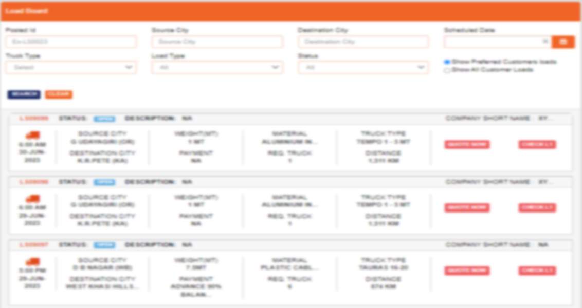 Load Board | Search available loads in India | LoadsoR